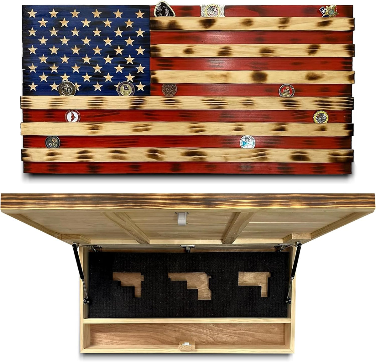 Large American Flag Challenge Coin Display Hidden ...