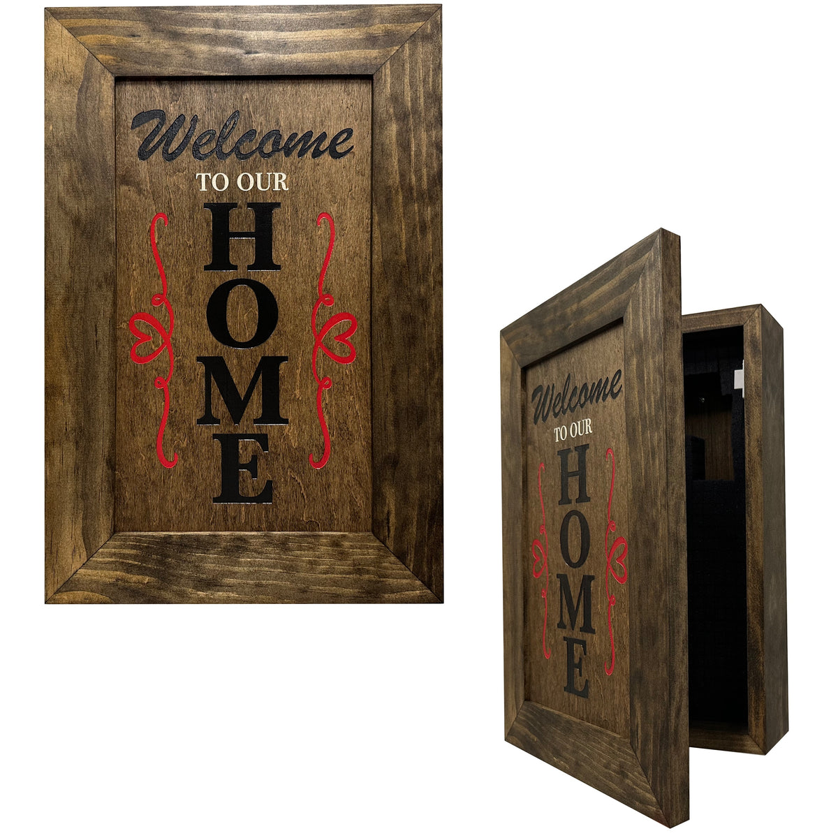 Wooden Secure Gun Safe Welcome to our Home Wall Decor (J...