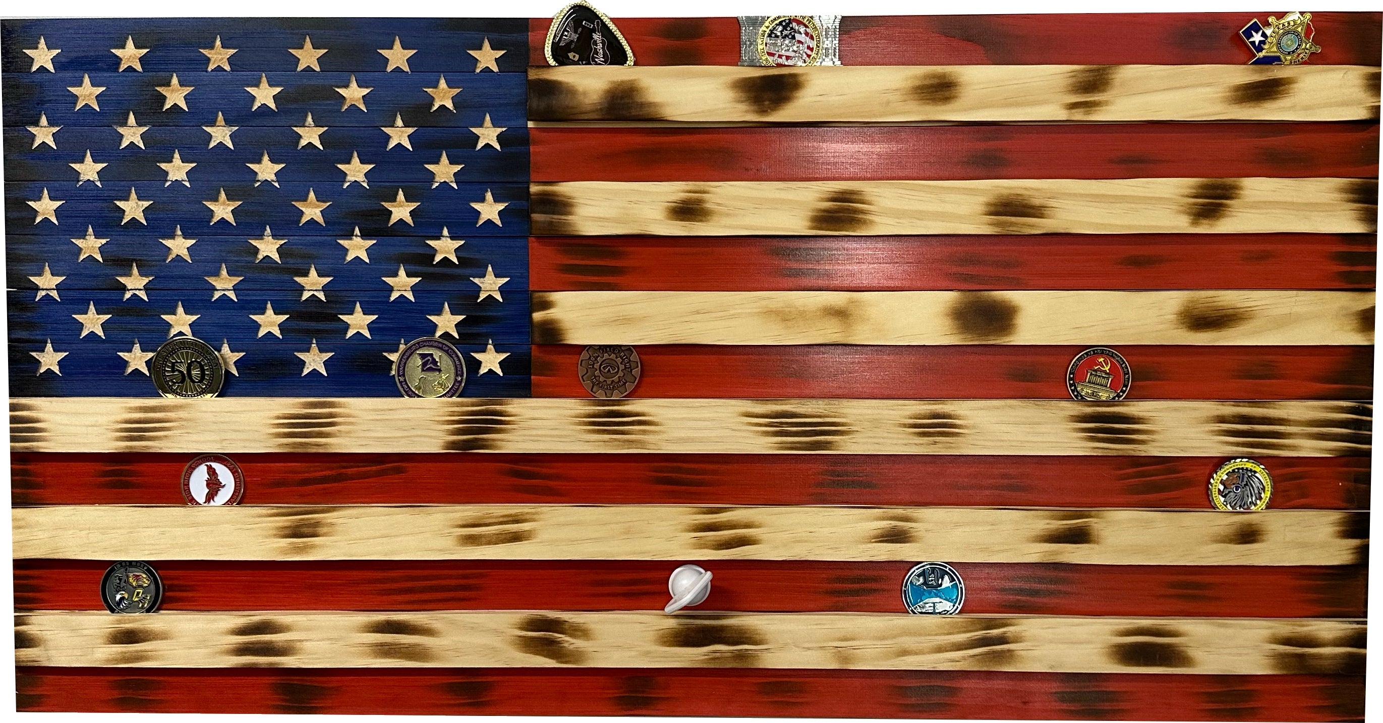 Large American Flag Challenge Coin Display Hidden ...