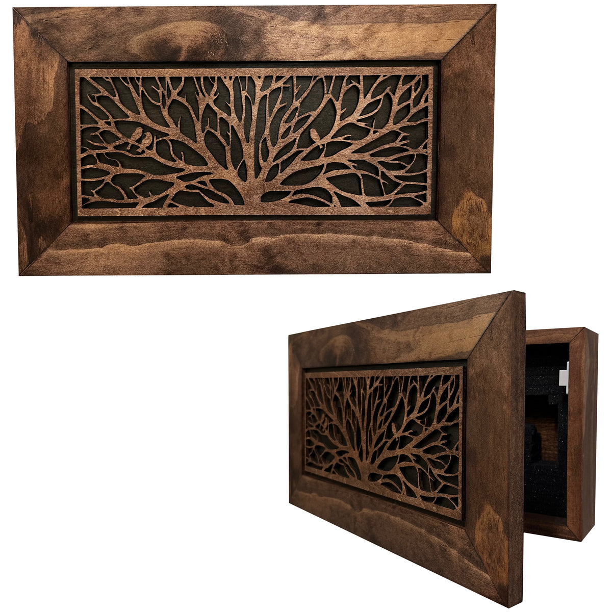Wood Gun Cabinet Birds In A Tree Wall Decoration - Hidden Gun Safe To ...