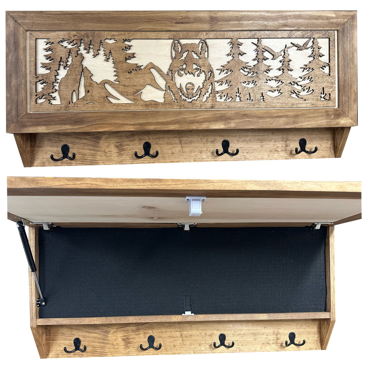 Coat Rack Hidden Gun Storage - Wolf In The Mountai...
