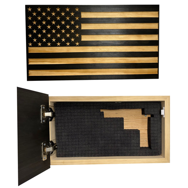 Carved American Flag Decorative Wall-Mounted Secure Gun Cabinet ...